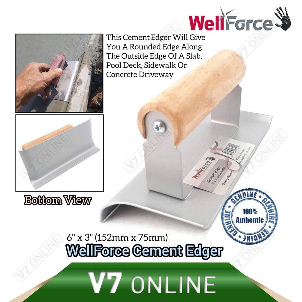 Wellforce Cement Edger W/Wood Handle Box 6"x3" [WF-16920] | Shopee Malaysia