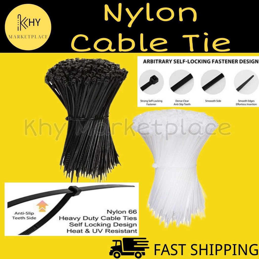 Cable Ties Nylon Wire 100pcs 4"6"8"10"12" Pengikat Wayar Kabel Tie ...