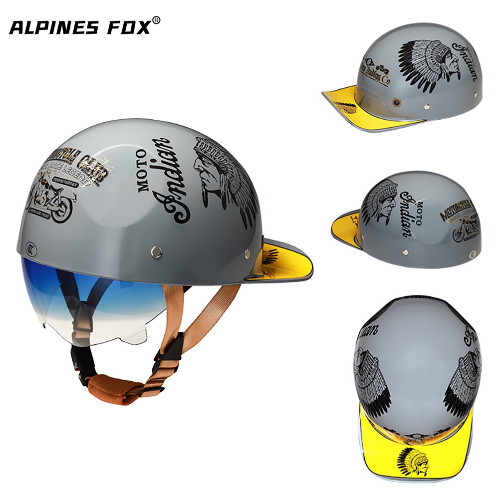 Open Face Motorcycle Helmet Vintage Retro Helmets Baseball Cap Helmet ...