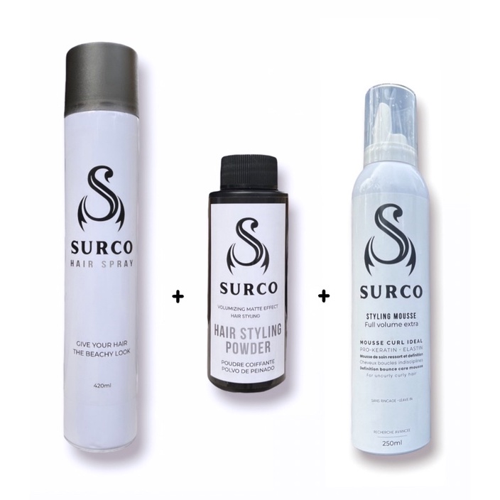 SURCO HAIR STYLING PRODUK. HAIR MOUSSE,HAIR POWDER HAIR SPRAY, HAIR ...