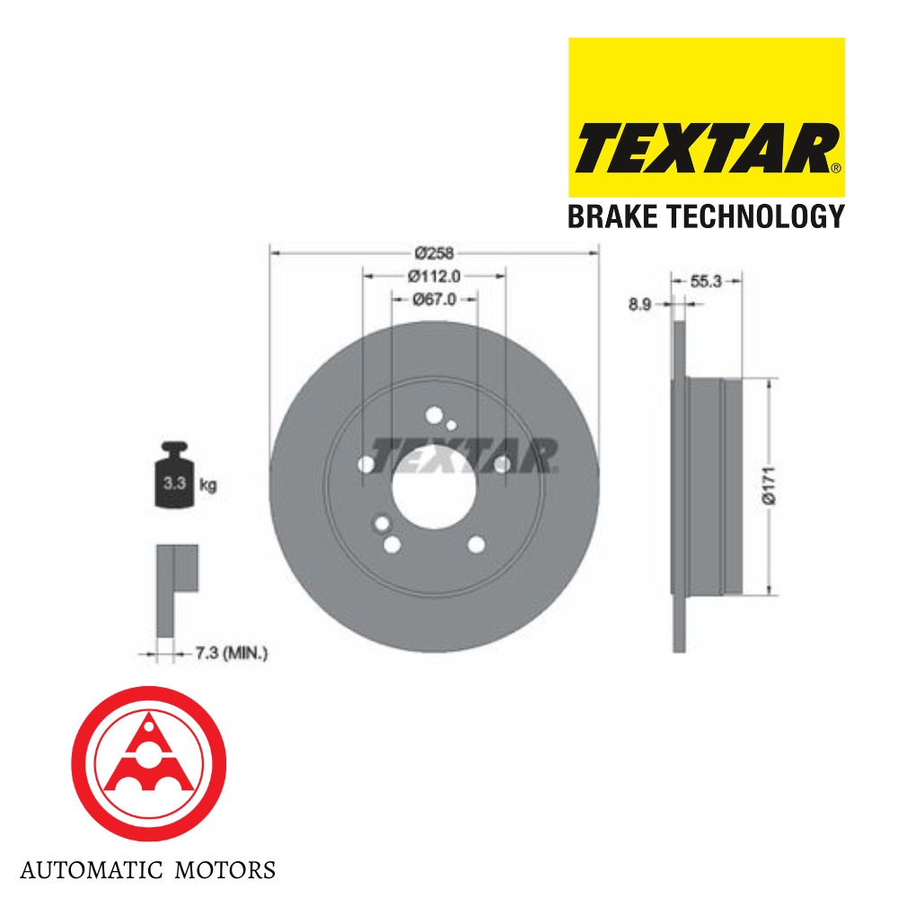 Mercedes Benz Textar Rear Brake Disc W124 W201 W202 2024230012 ...