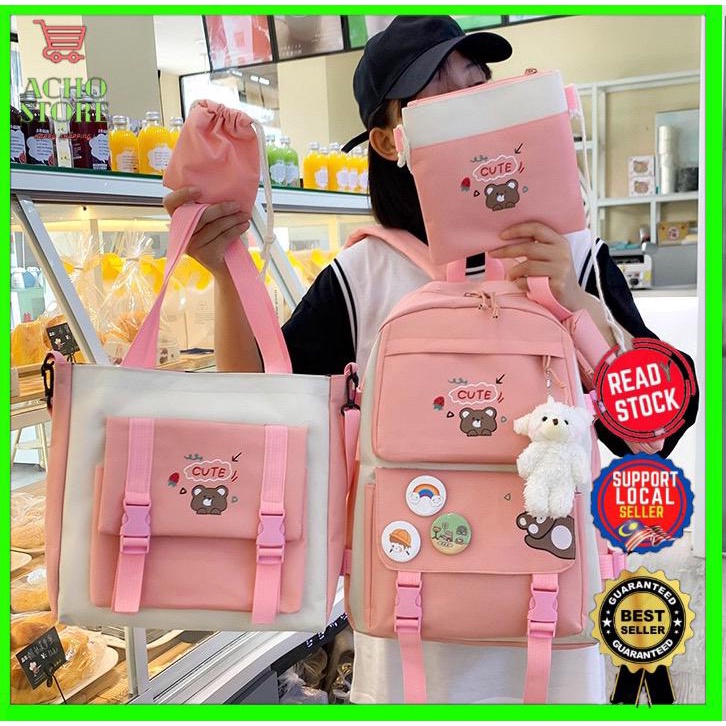 New Design Cute Bear Backpack Korean Style 5 in 1 Backpack Set Women ...