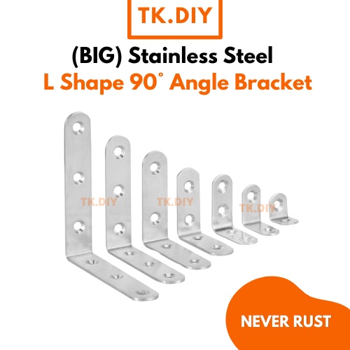 【TK.DIY】Big L Bracket Stainless Steel Anti-Rust 90° Angle Shape Shelf ...