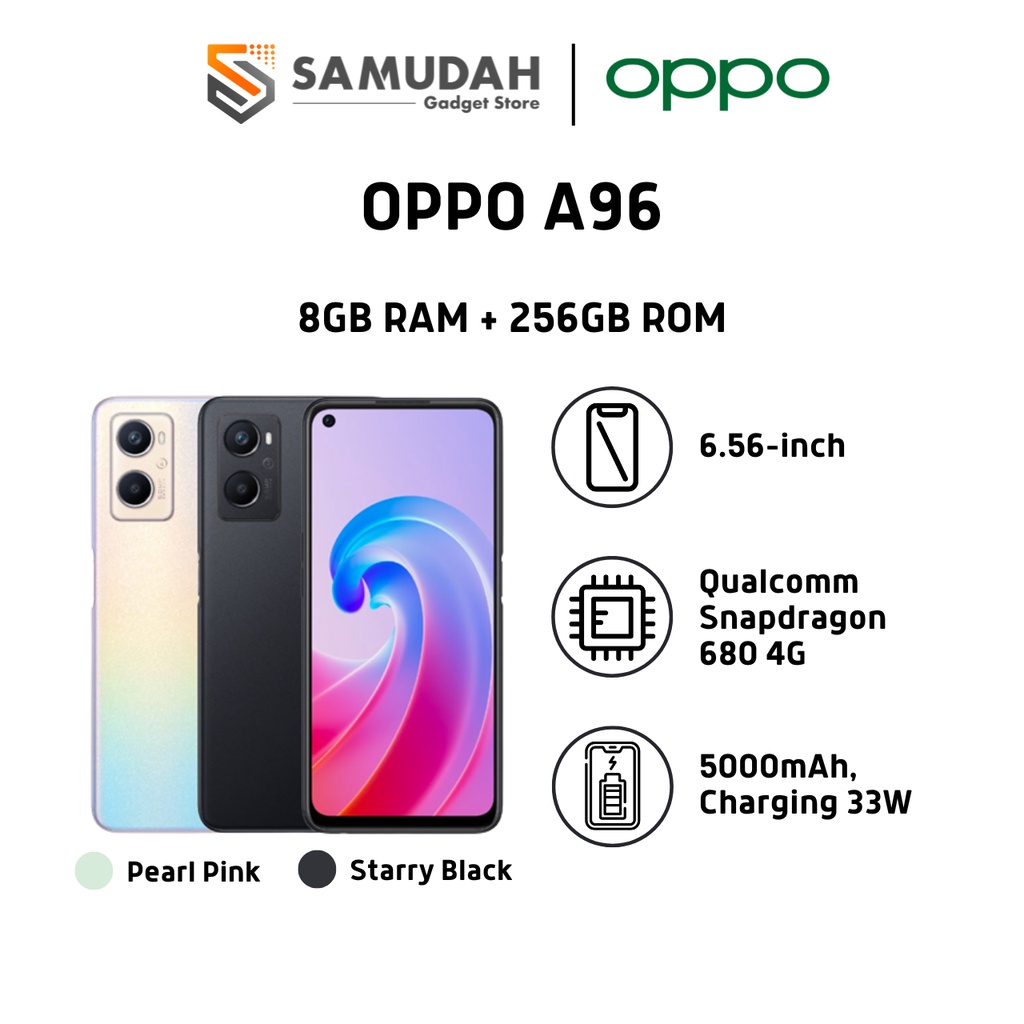 OPPO A96 Pearl Pink | Starry Black (8GB + 256GB) with 1 Year oppo ...