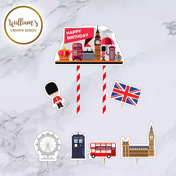 London Birthday Cake Topper Decoration Contents 7 | Shopee Malaysia