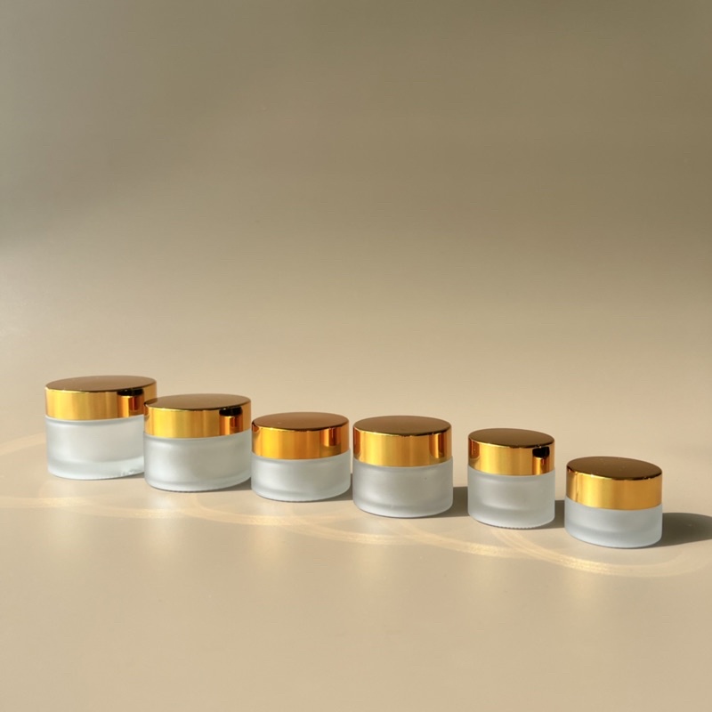 5g 10g 15g 20g 30g 50g Frosted Glass Jar with Gold Cap & Lid GJ18 | Shopee Malaysia