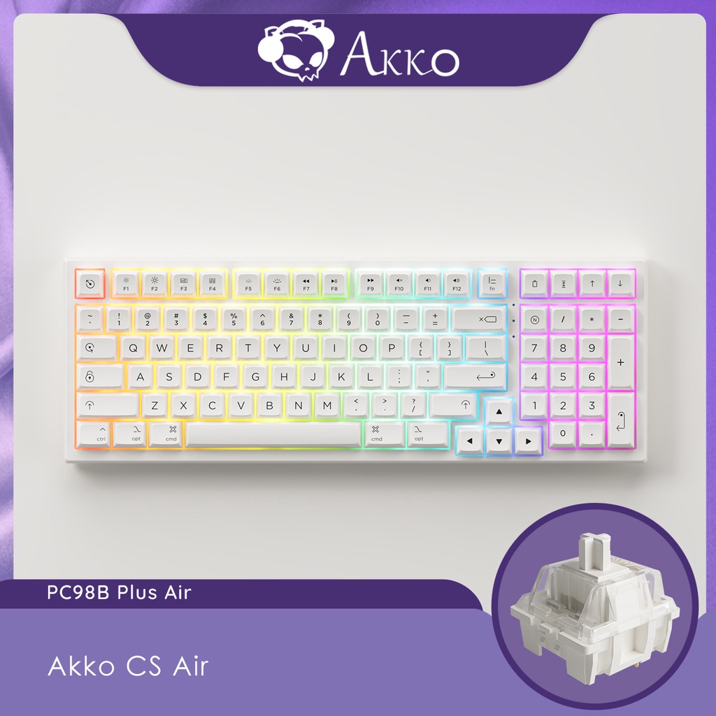 Akko PC98B Plus Black Gold/White Multi-modes Wired/Bluetooth 5.0/2.4G Wireless RGB Mechanical ...