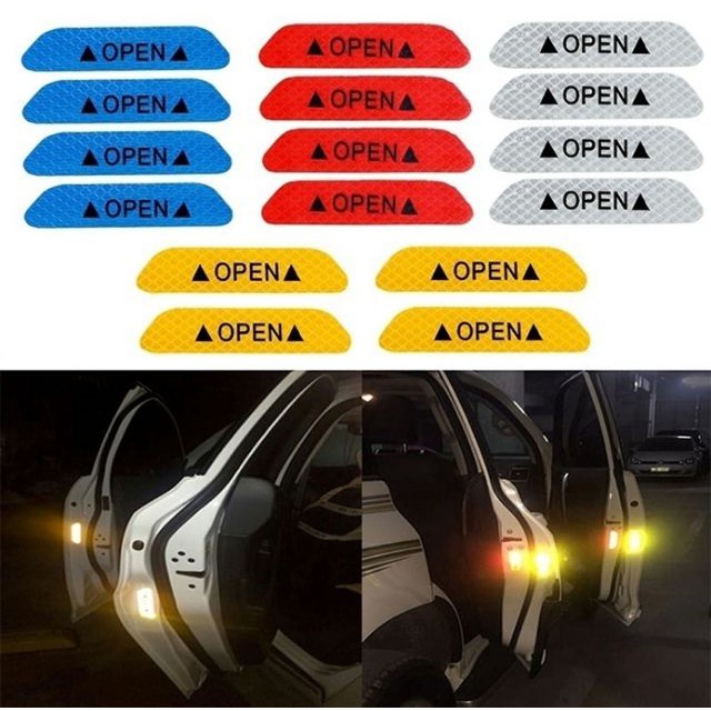 CAR REFLECTIVE OPEN DOOR STICKER Safety Warning Sign Van Lorry Motor ...