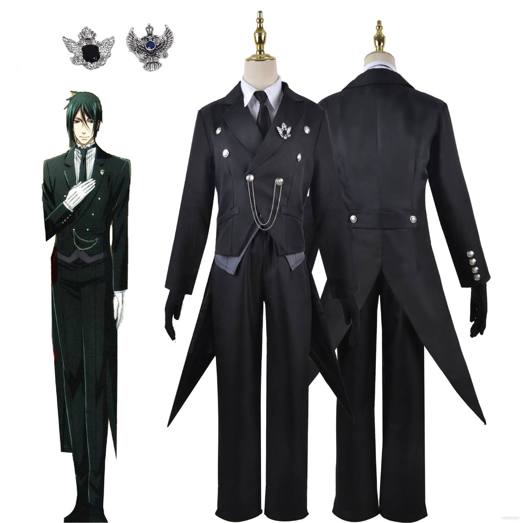 Cute Black Butler Sebastian Michaelis Cosplay Coat Shirt Vest Trousers ...