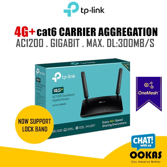 TP-Link MR600 V2 4G+ CAT6 AC1200 Dual Band Gigabit Sim Modem Wireless ...
