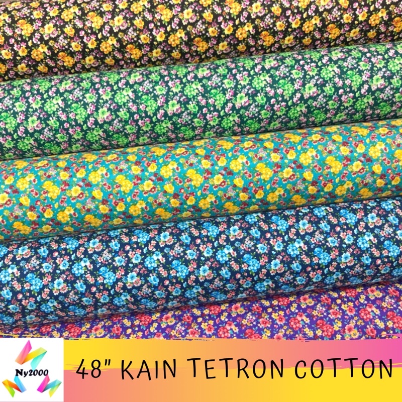 Kain Tetron Cotton TC (Polyester) Corak Bunga Halus (Bidang 48 ...