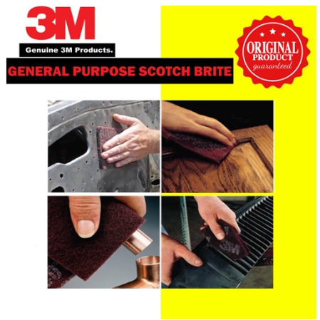 [100% Original ]3M 7447 Scotch Brite General Purpose Hand Pad - [Maroon ...