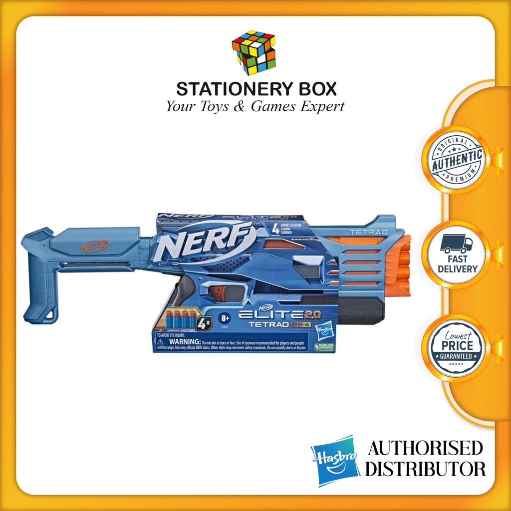 Hasbro Nerf Elite 2.0 Tetrad QS 4 Blaster, Includes 4 Nerf Elite Darts ...