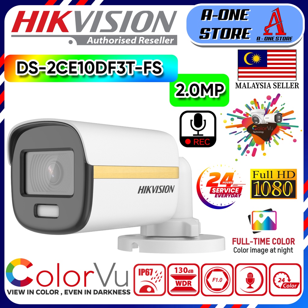 HIKVISION ColorVu Audio 2MP 1080P Full HD Outdoor Bullet TVI Camera HIK ...