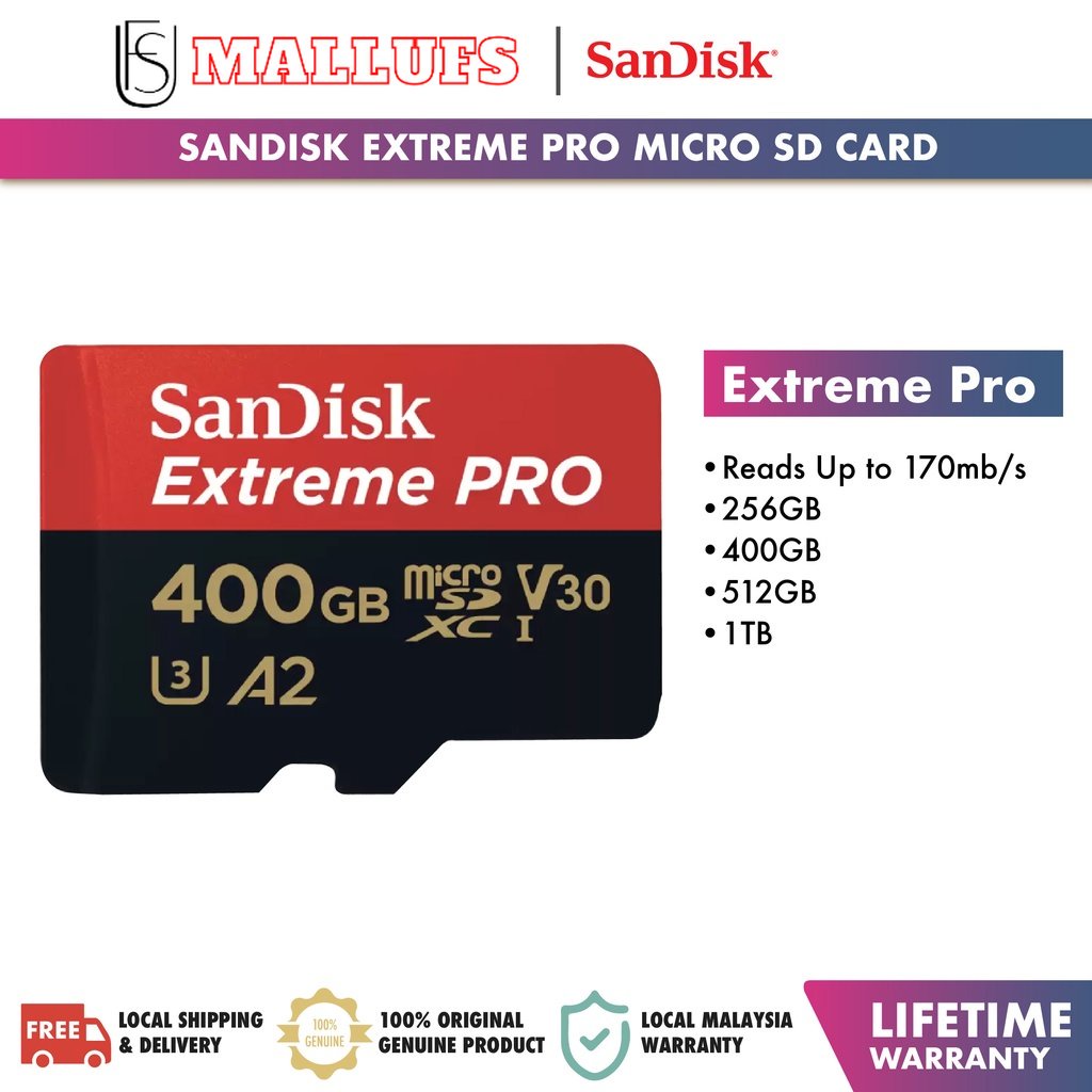 SanDisk Extreme Pro A2 Micro SD Memory Card TF SDXC 256GB / 400GB (Max ...