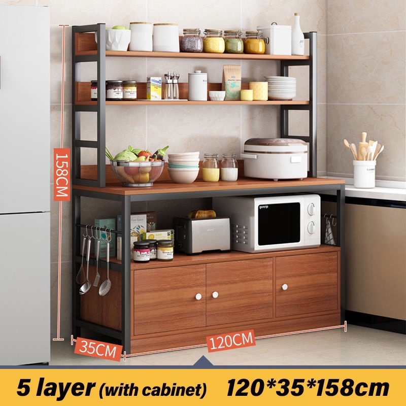 HM Kitchen Dish Rack Cabinets With Doors Multilayer Cupboards Microwave ...