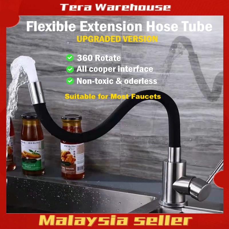 Faucet Extension Extender Universal Rotating Silicone Flexible Hose ...