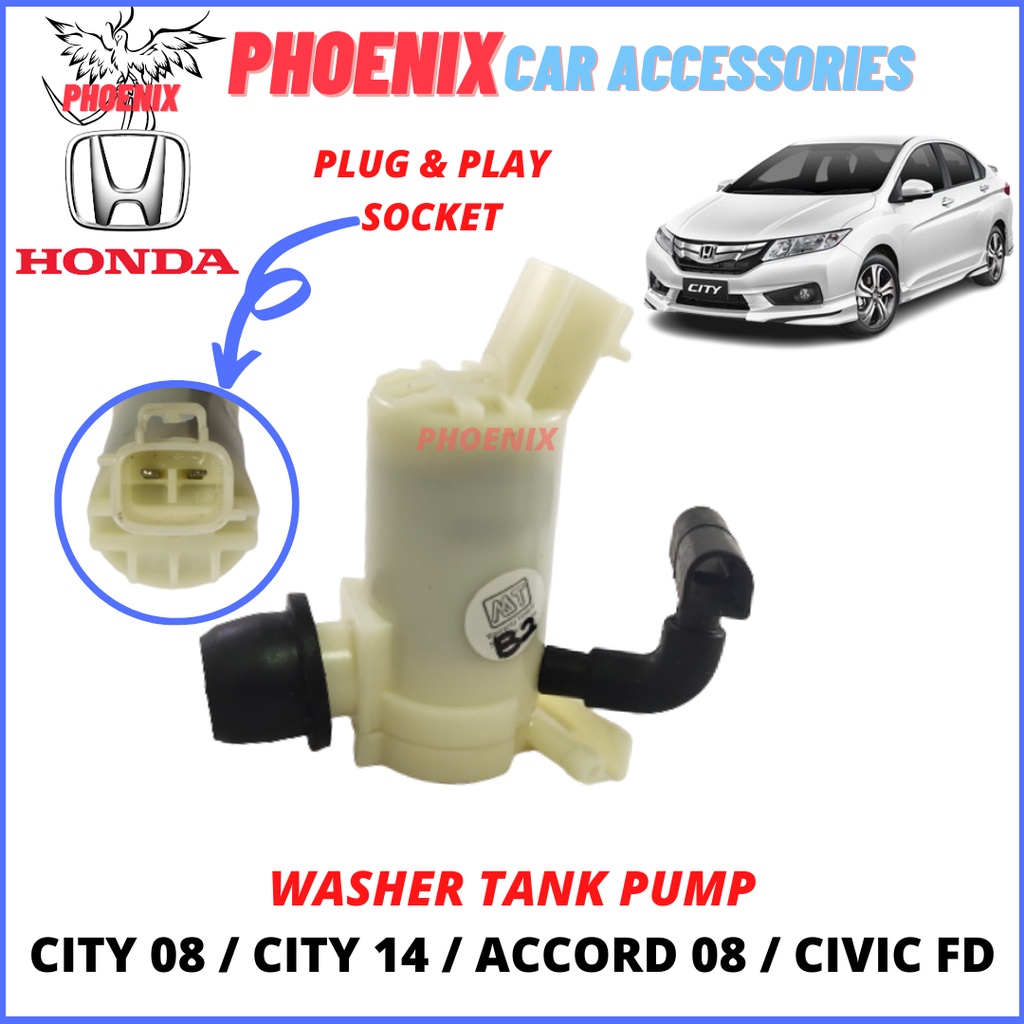 HONDA CITY 08 / CITY 14 / ACCORD 08 / CIVIC FD Washer Tank Pump Motor HIGH QUALITY Plug & Play ...