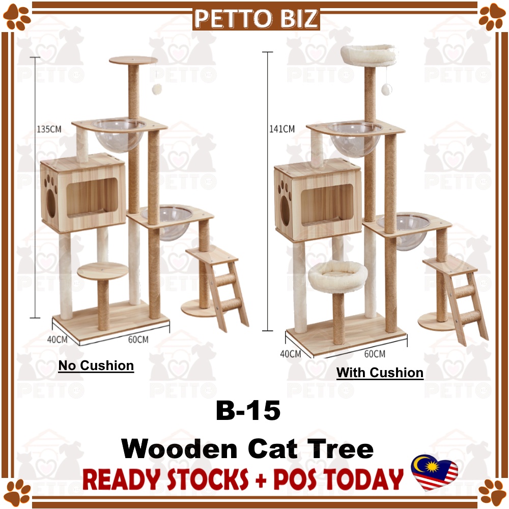 [141CM/135CM] 2 Space Capsule Nest with 1 Cat Box Cat Climbing Cat Tree ...