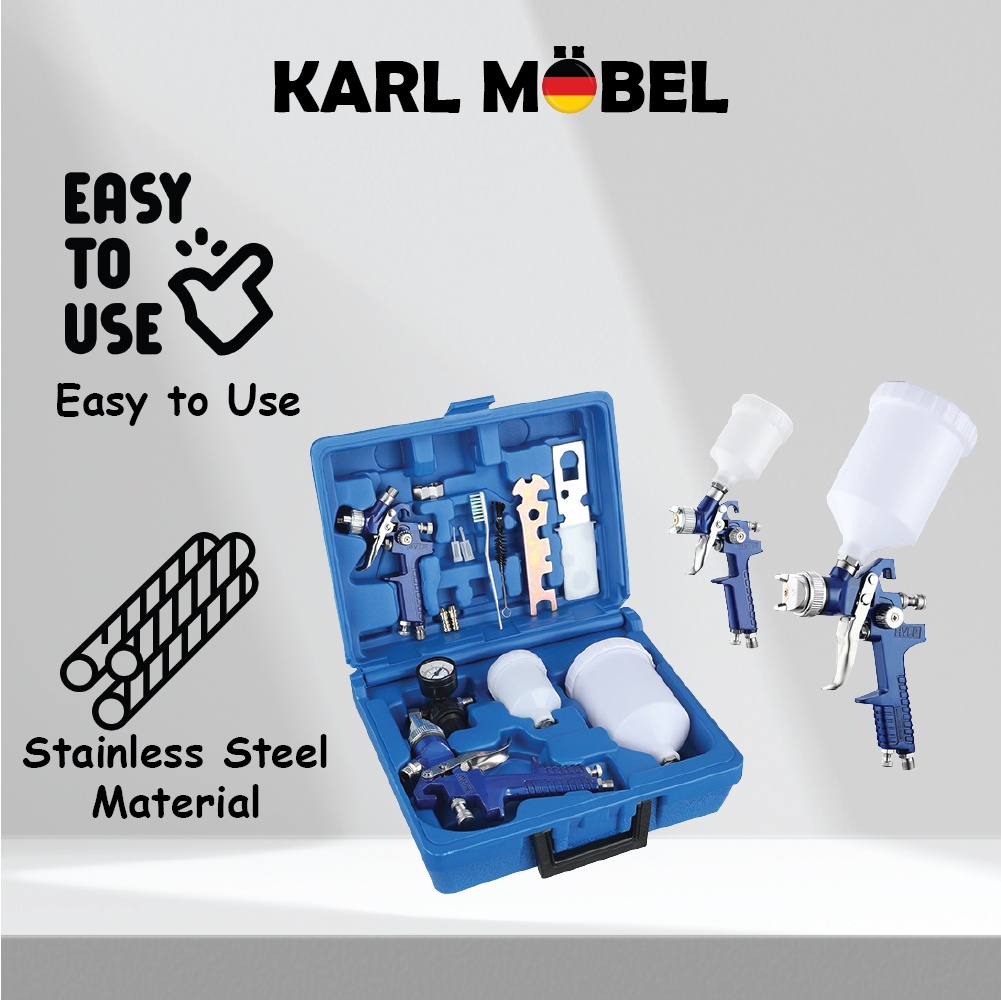Spray paint gun Penyembur cat kereta H827 + H2000 HVLP Car painting kit ...