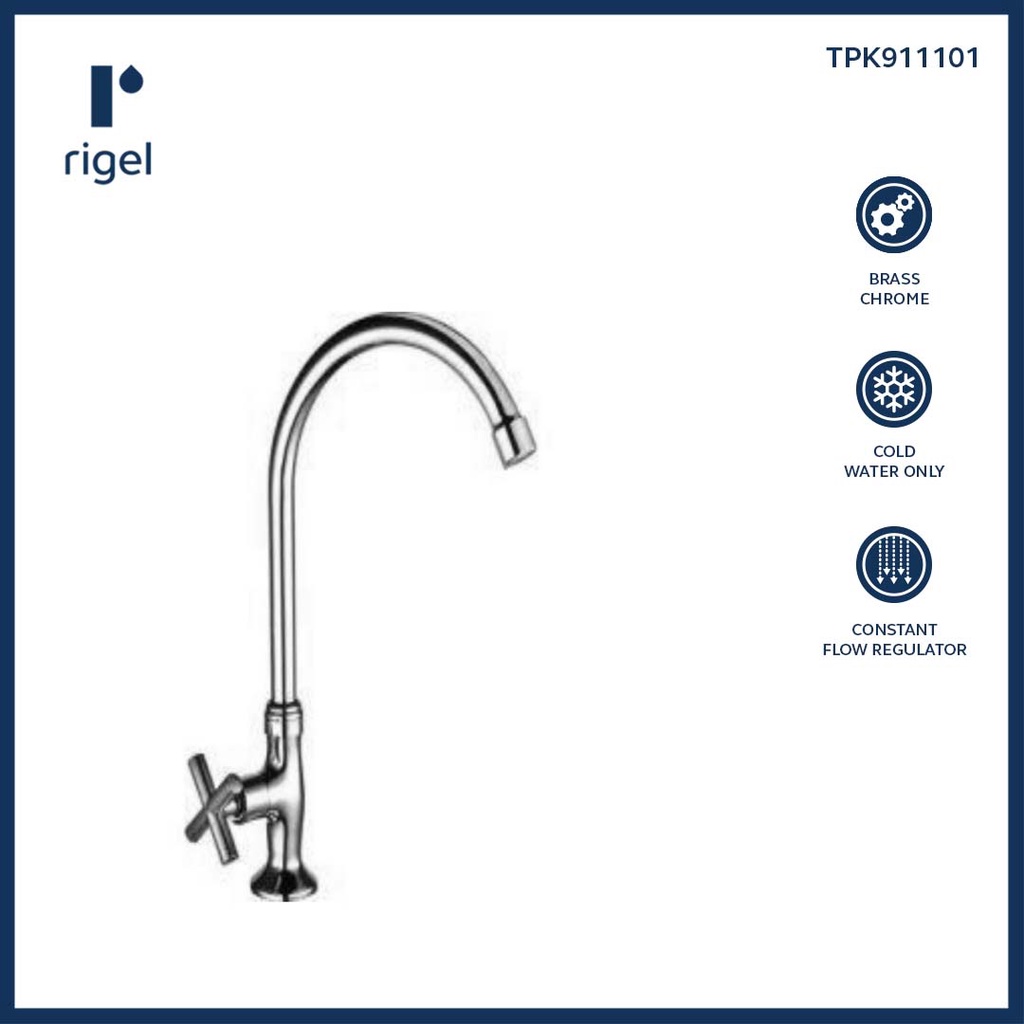 RIGEL Kitchen Deck Mounted Cross Handle Sink Tap Water Tap Faucet ...