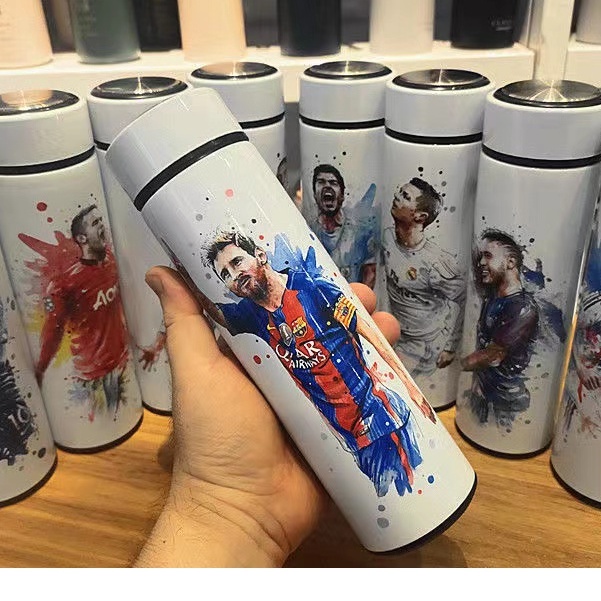 Soccer superstar thermos cup Messi Cristiano Ronaldo fan cup Smart ...