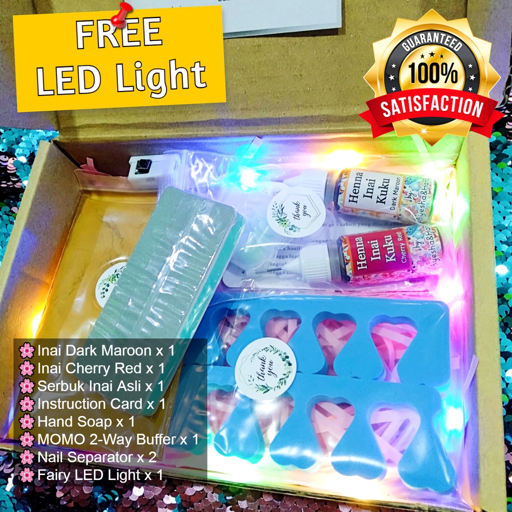 Set Jimat Box Inai Kuku Mesra Wuduk Peel off Dark Maroon + Cherry Red ...