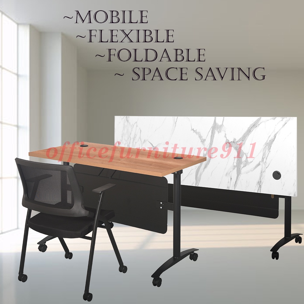 Foldable Training Table/ Mobile Flip Over Desk/ Move-able Meeting Table ...