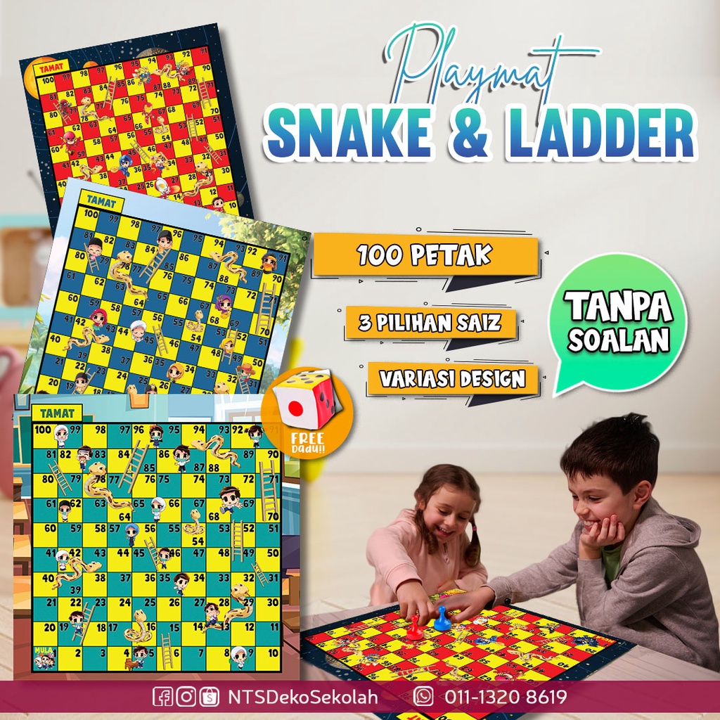 🌸100 KOTAK🌸 PLAYMAT : SNAKE AND LADDER (TANPA SOALAN) | Shopee Malaysia