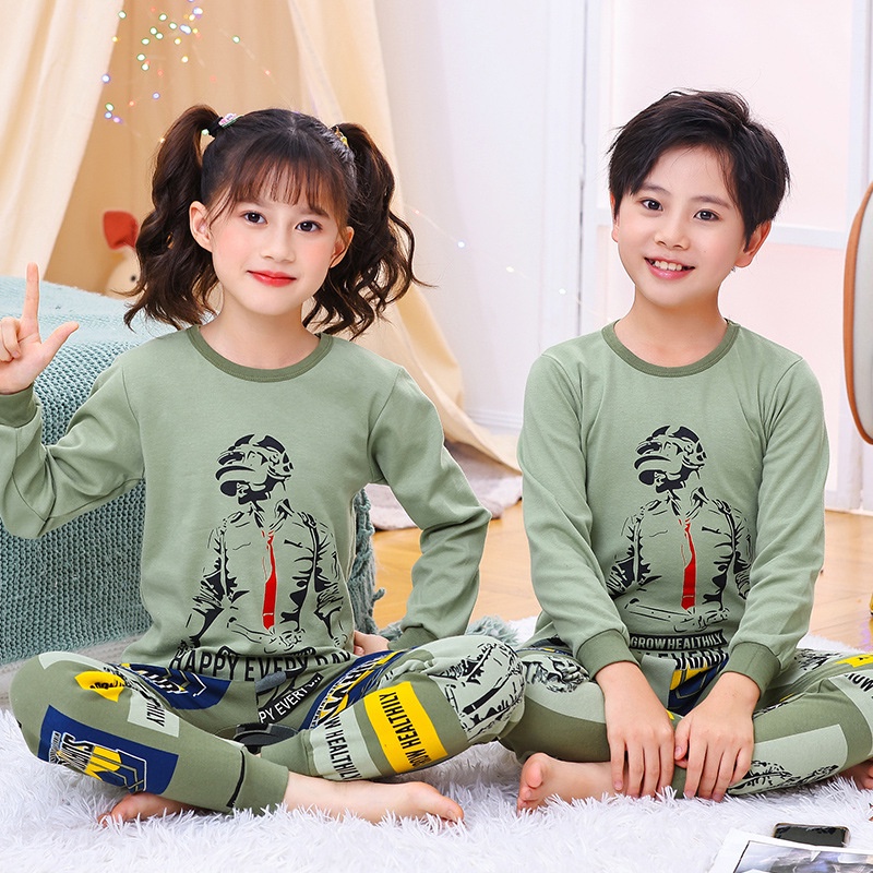 [ZY] 100-160CM Children's Pure Cotton Long-Sleeved Suit Casual Long T ...