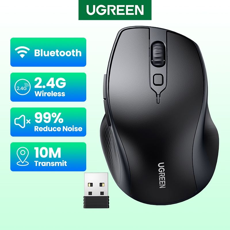 UGREEN Wireless Bluetooth Mouse with 5 Silent Buttons 2.4G Bluetooth 5. ...