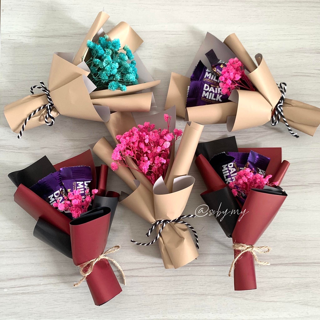 Mini Sejambak Bunga Baby Breath Bunga Coklat Dried Flower Bouquet ...