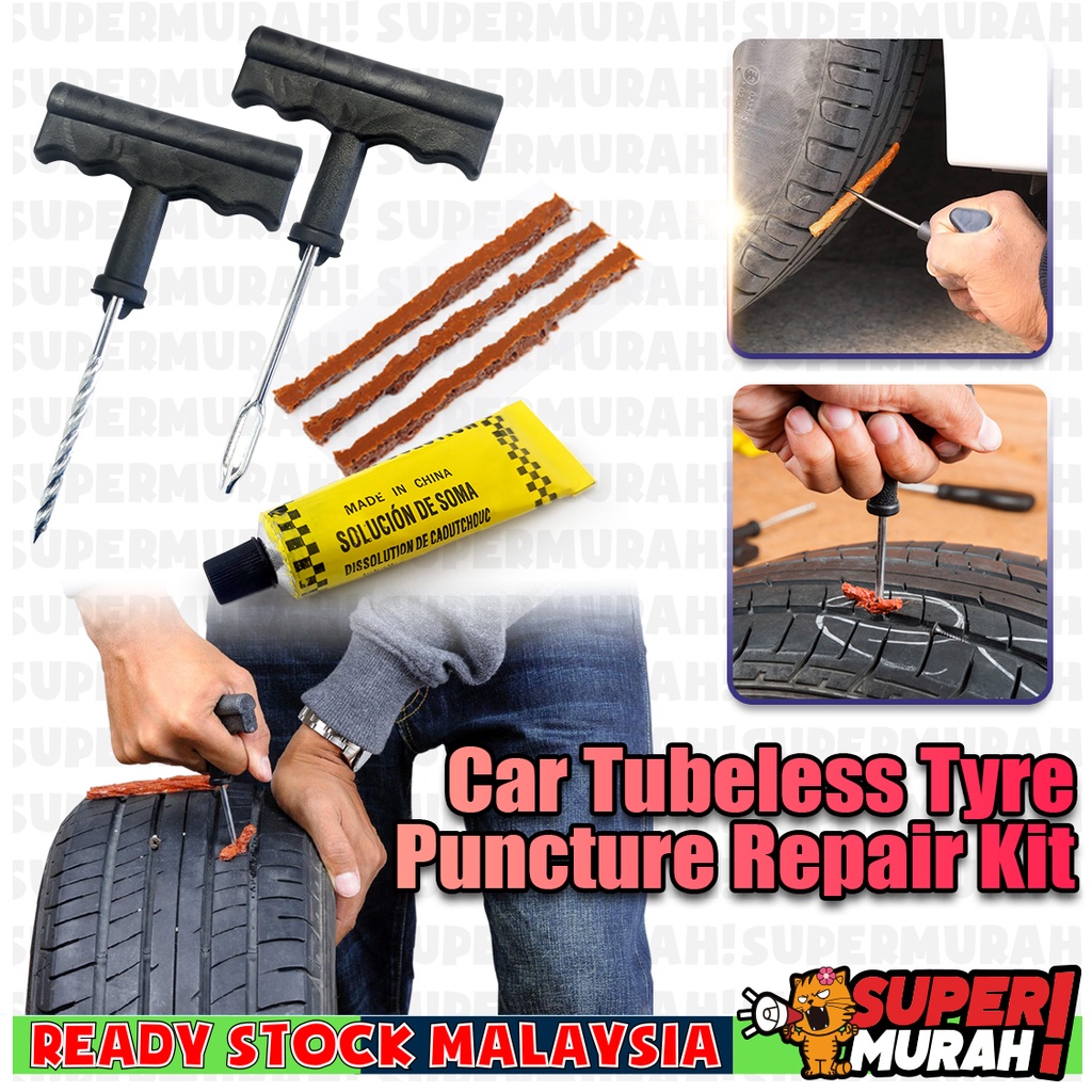 Car Tyre Tubeless Repair Kit Tyre Repair DIY Kit 【 temporary fix Tires tools 】 Penampal Tayar ...
