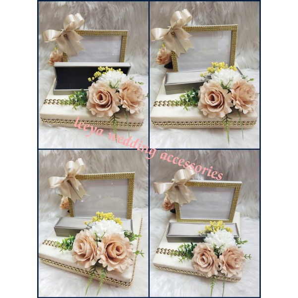 gubahan frame mas kahwin c/w bekas rantai(lightnude/cream) | Shopee ...