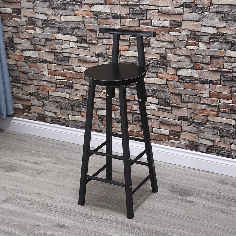Solid Wood Bar Stool High Chair Home Dining Table Chair Stool With Back ...