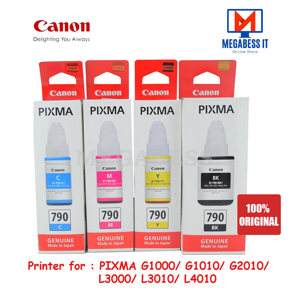 Canon GI-790C/GI-790M/GI-790Y/GI-790 PGBK Ink Bottle for Pixma G1000 ...