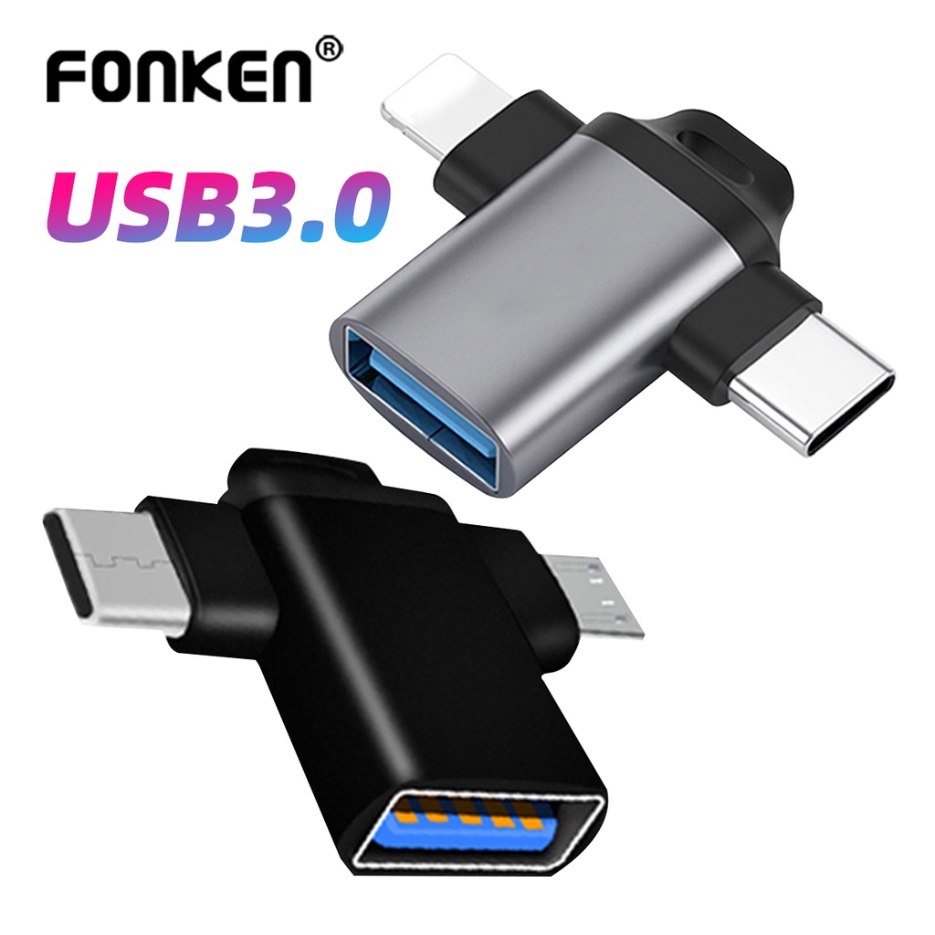 Fonken 2 In 1 OTG Adapter Micro USB/Type C/iOS Male To USB 3.0 Female ... Fonken 2 In 1 OTG Adapter Micro USB/Type C/iOS Male To USB 3.0 Female ...