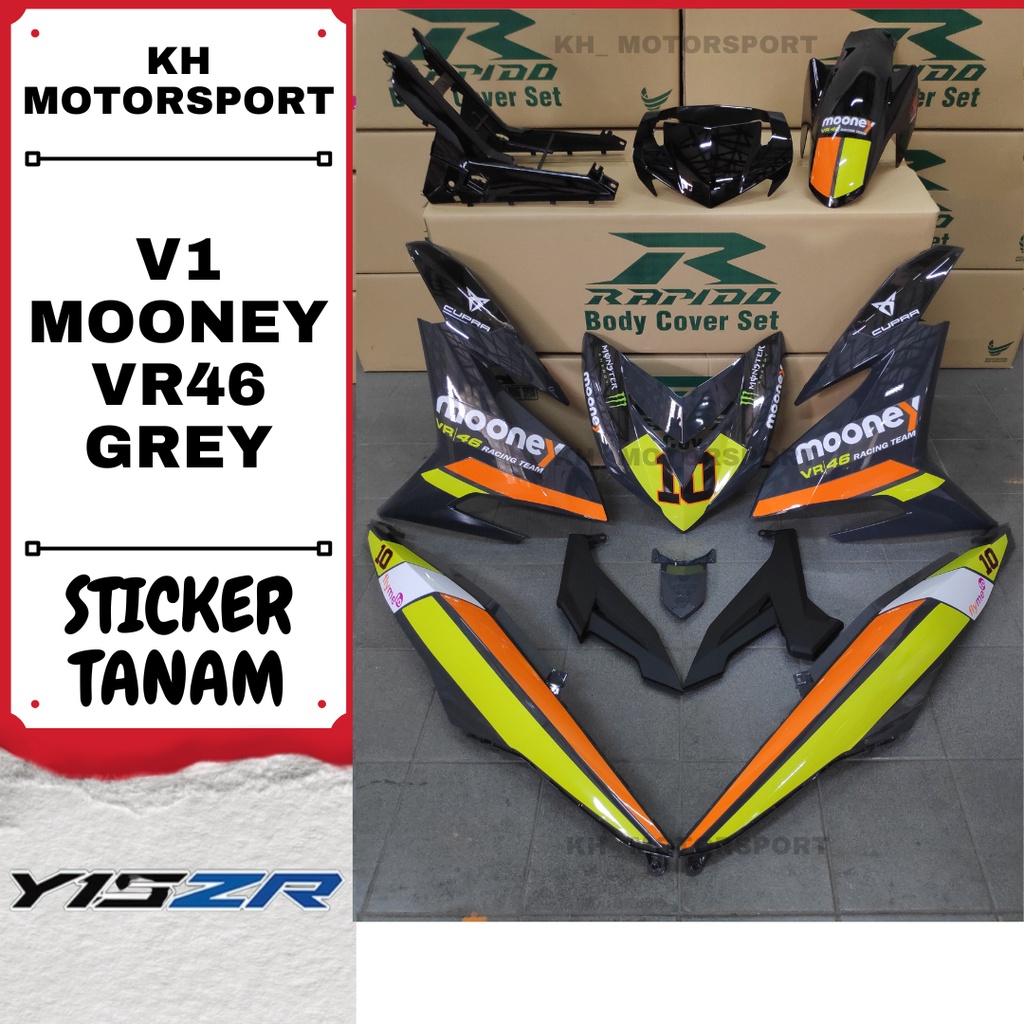 YAMAHA Y15 Y15ZR V1/V2 MOONEY VR46 GREY STICKER TANAM/AIRBRUSH | Shopee ...