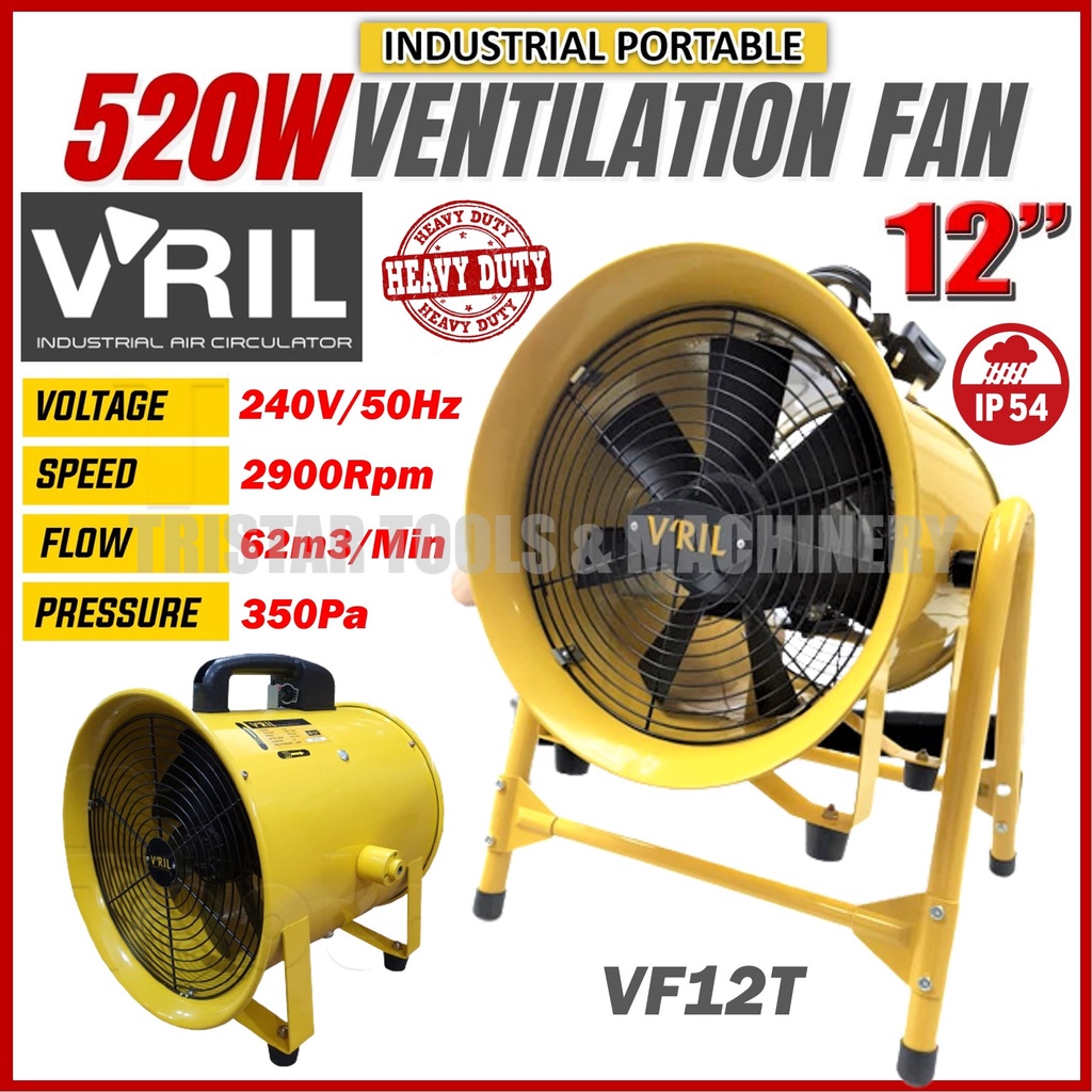 V'RIL VF12T 520W 12" Portable Ventilator & Blower Fan with Stand | Sky ...