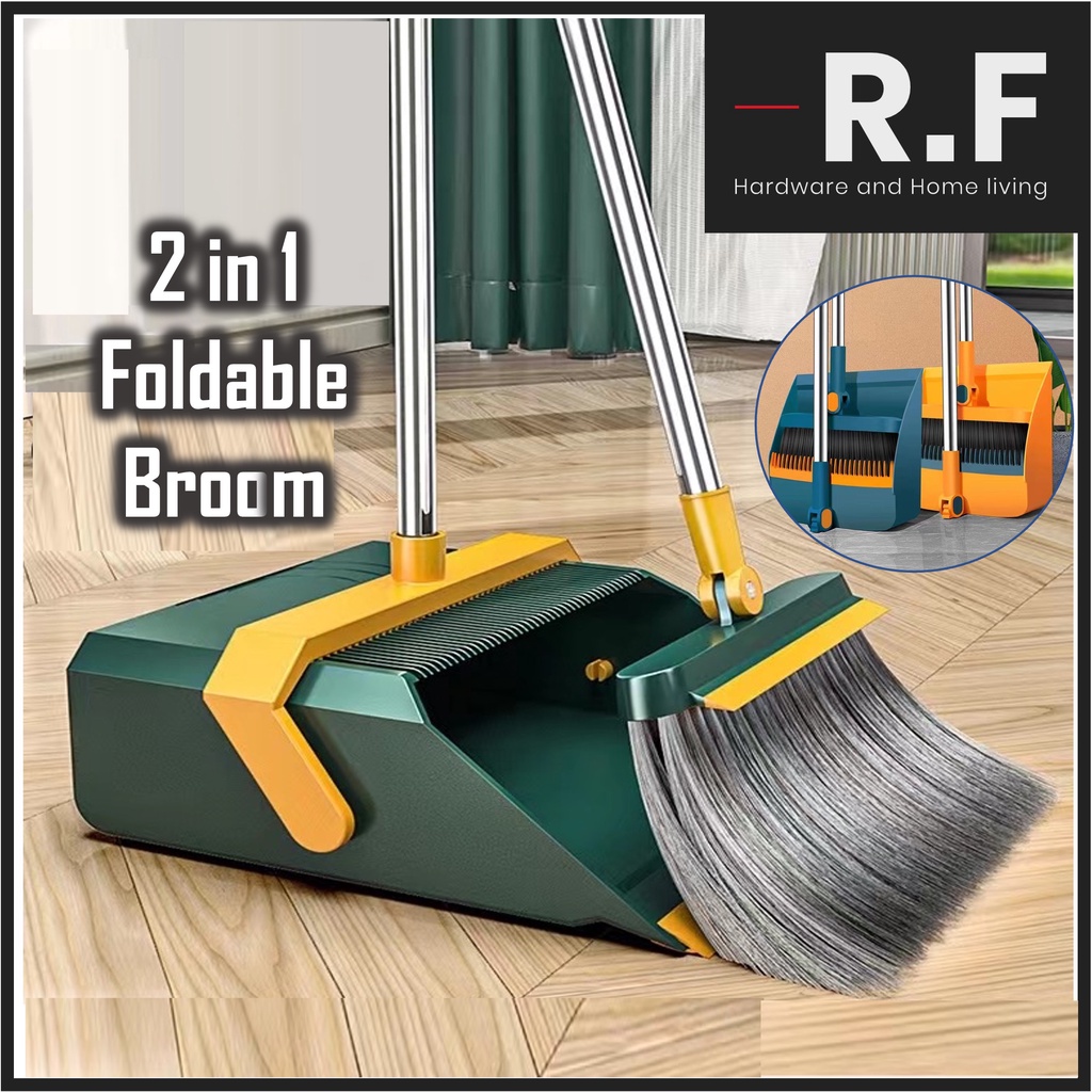 3 in 1 Foldable Broom Dustpan Set 2 in 1 Broom Set Water Wiper Penyapu dan Penyodok Lantai ...