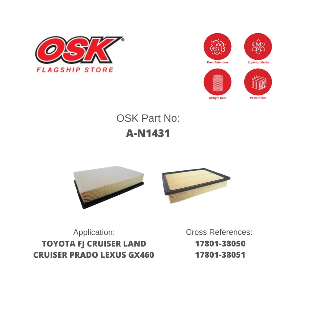 OSK AIR FILTER for TOYOTA FJ CRUISER LAND CRUISER PRADO LEXUS GX460 ...