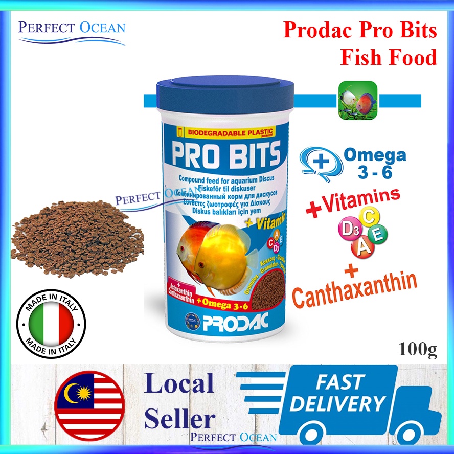 Prodac Pro Bits Discus 100g Fish Food Guppy Barb Glowfish Anglefish ...