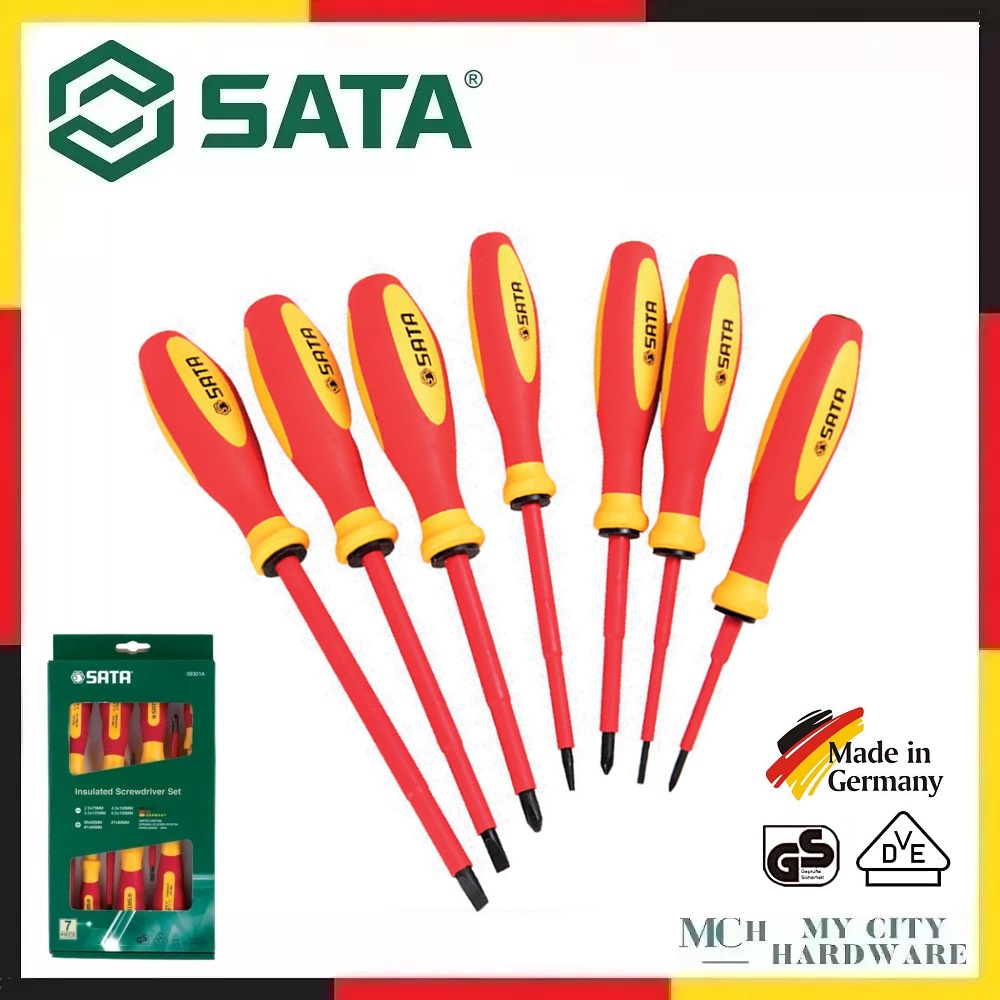 SATA 09301A 7Pcs VDE Insulated Screwdriver Set | Shopee Malaysia