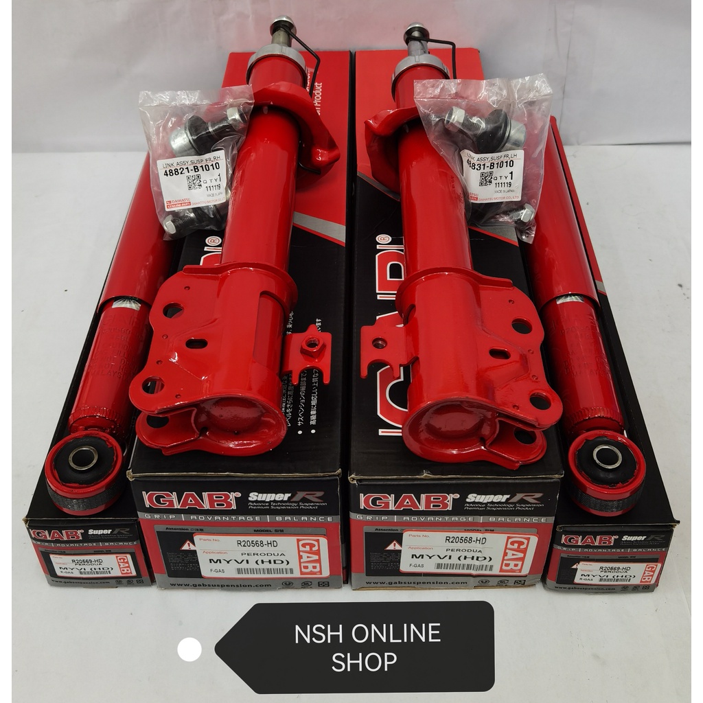 GAB Super R Absorber Heavy Duty Front & Rear+Sport Spring+Abs Mtg (Alza ...