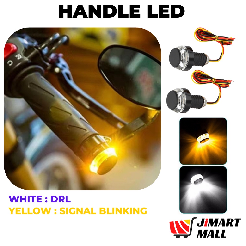 MOTORCYCLE HANDLEBAR LED DRL Universal Signal Blinking Handle Grip ...