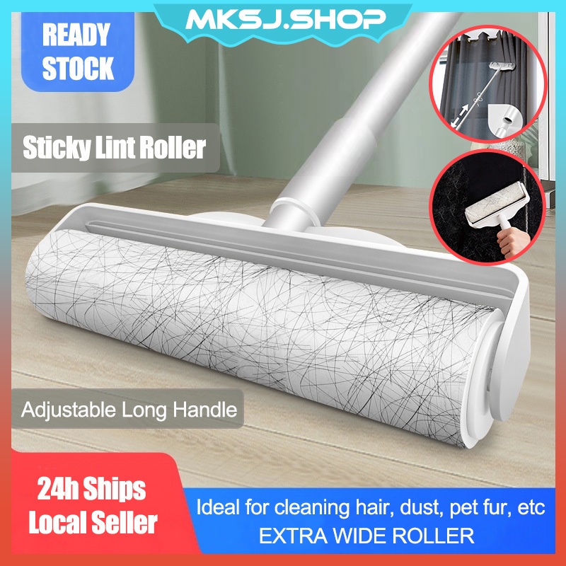 Long Sticky Lint Roller Paper Duster Cleaner Mop Hair Pet Fur Remover ...