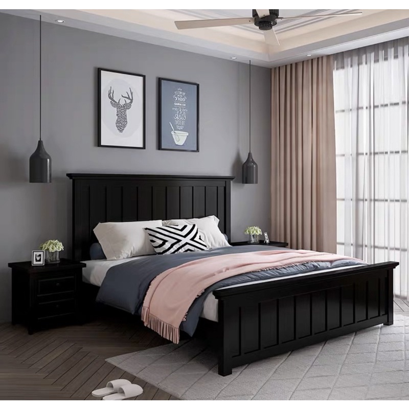 Katil American bed double bed 1.8 meters Nordic master bedroom high box ...