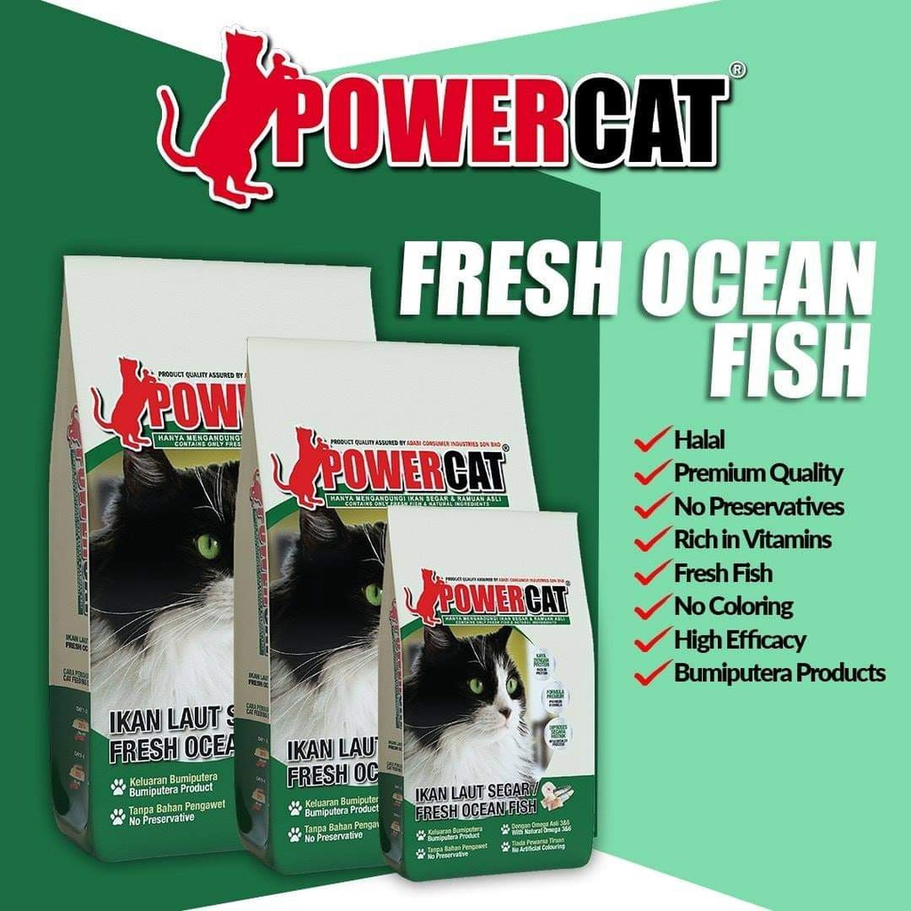 Powercat Ocean Fish / Tuna 1kg makanan kucing powercat 1kg ( repack ...