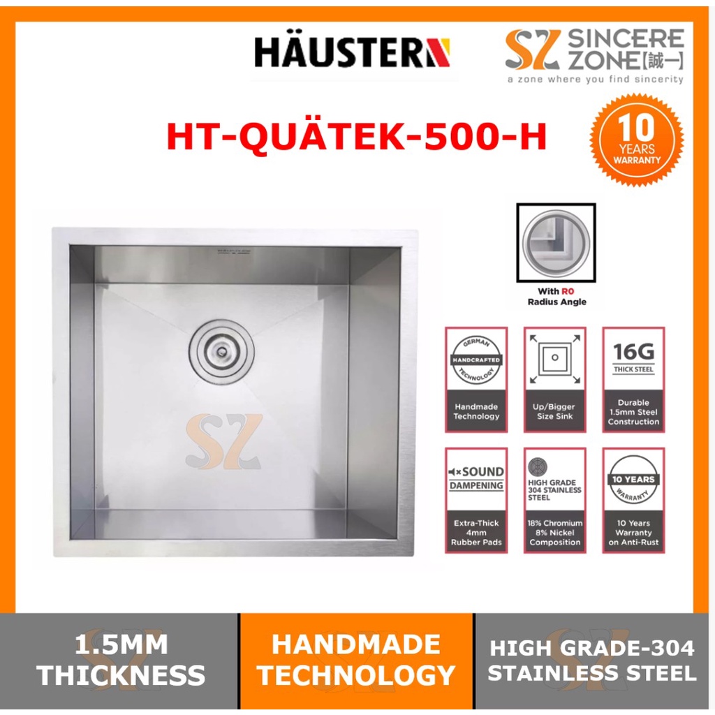 Haustern HT-QUATEK-500-H Single Bowl Stainless Steel Sink | Shopee Malaysia