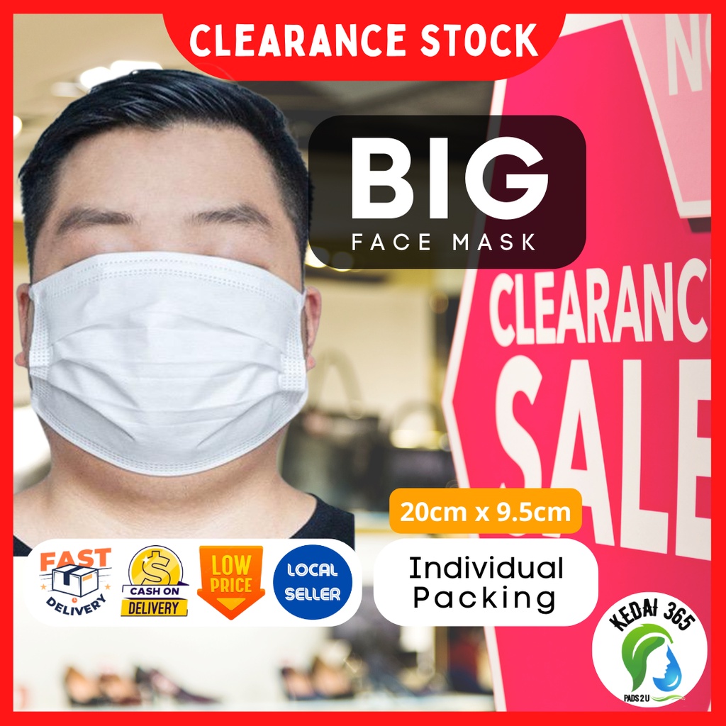 Big Face Mask 3ply Large Size | Face Mask XL | Plus Size | Disposable ...